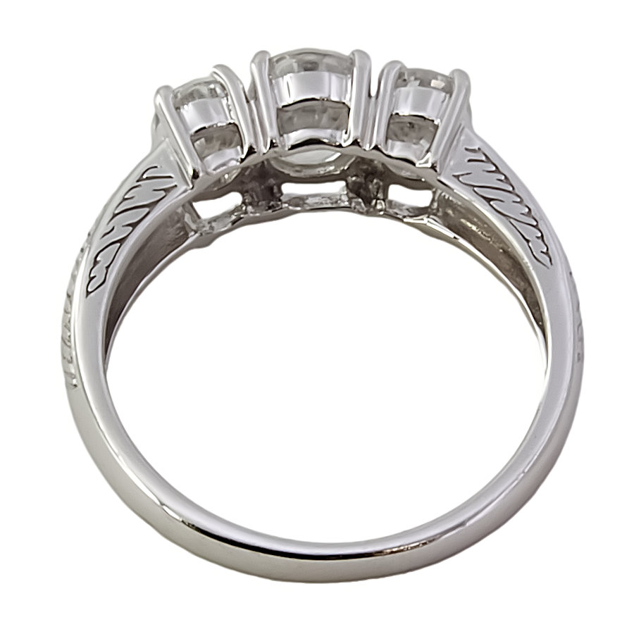 Second Hand 9ct White Gold White Topaz 3 Stone Ring Size N